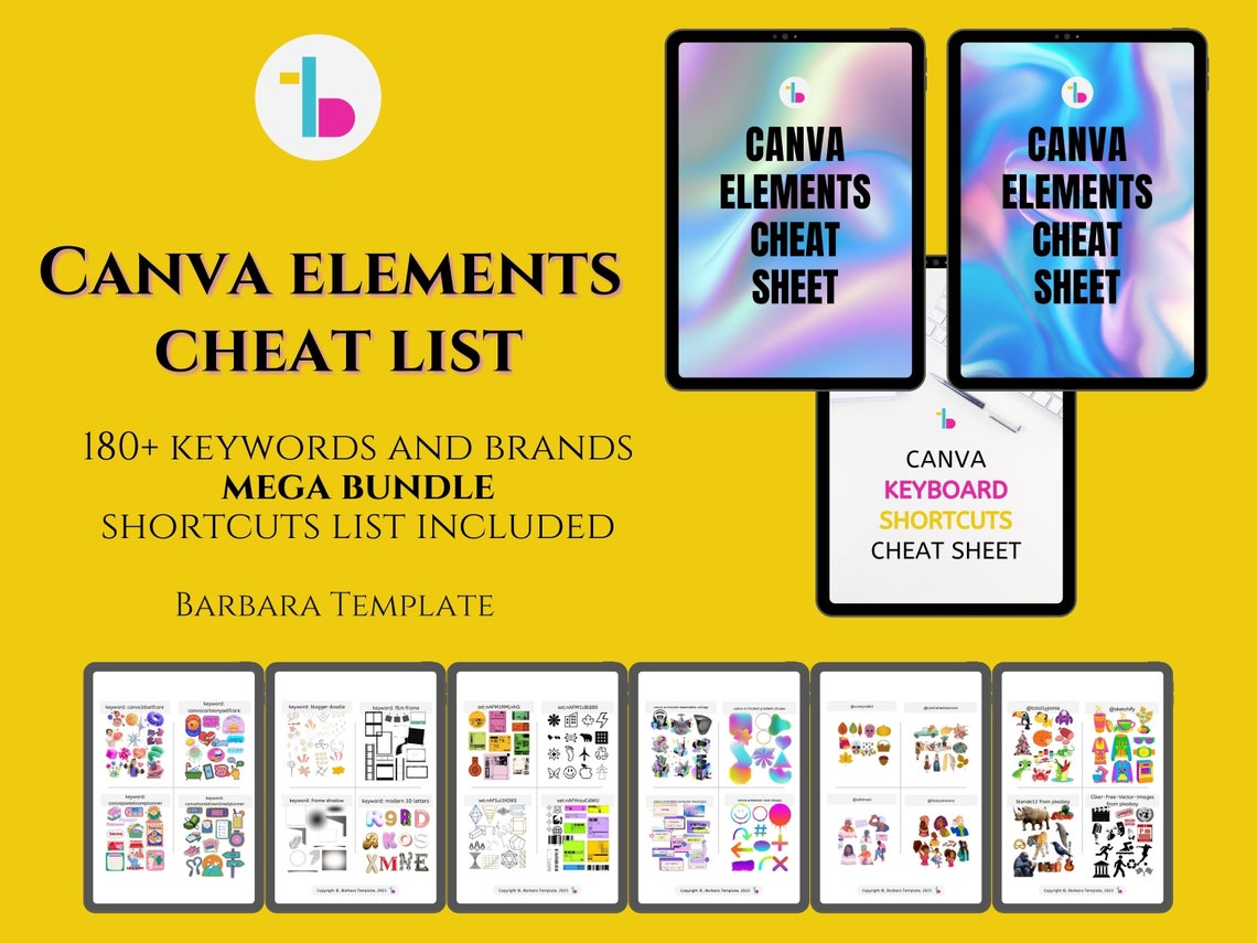 Canva Elements Cheat Sheet, Comprehensive Keyword Guide, Editable Canva ...