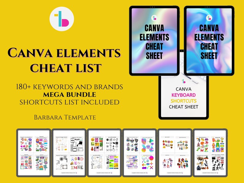 Canva Elements Cheat Sheet, Comprehensive Keyword Guide, Editable Canva ...