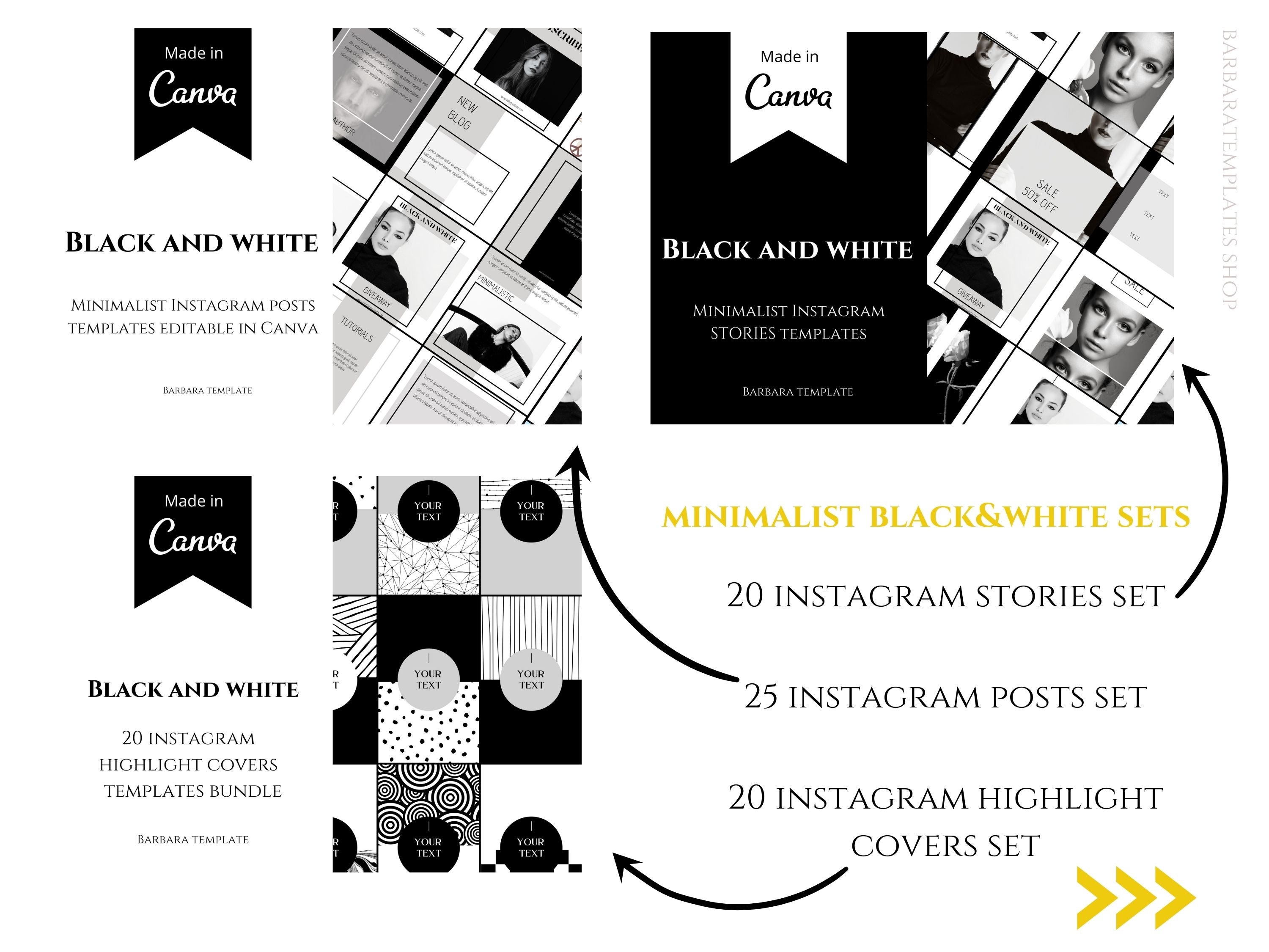 Minimalist Black and White Mega Pack Bundle of Templates - Etsy
