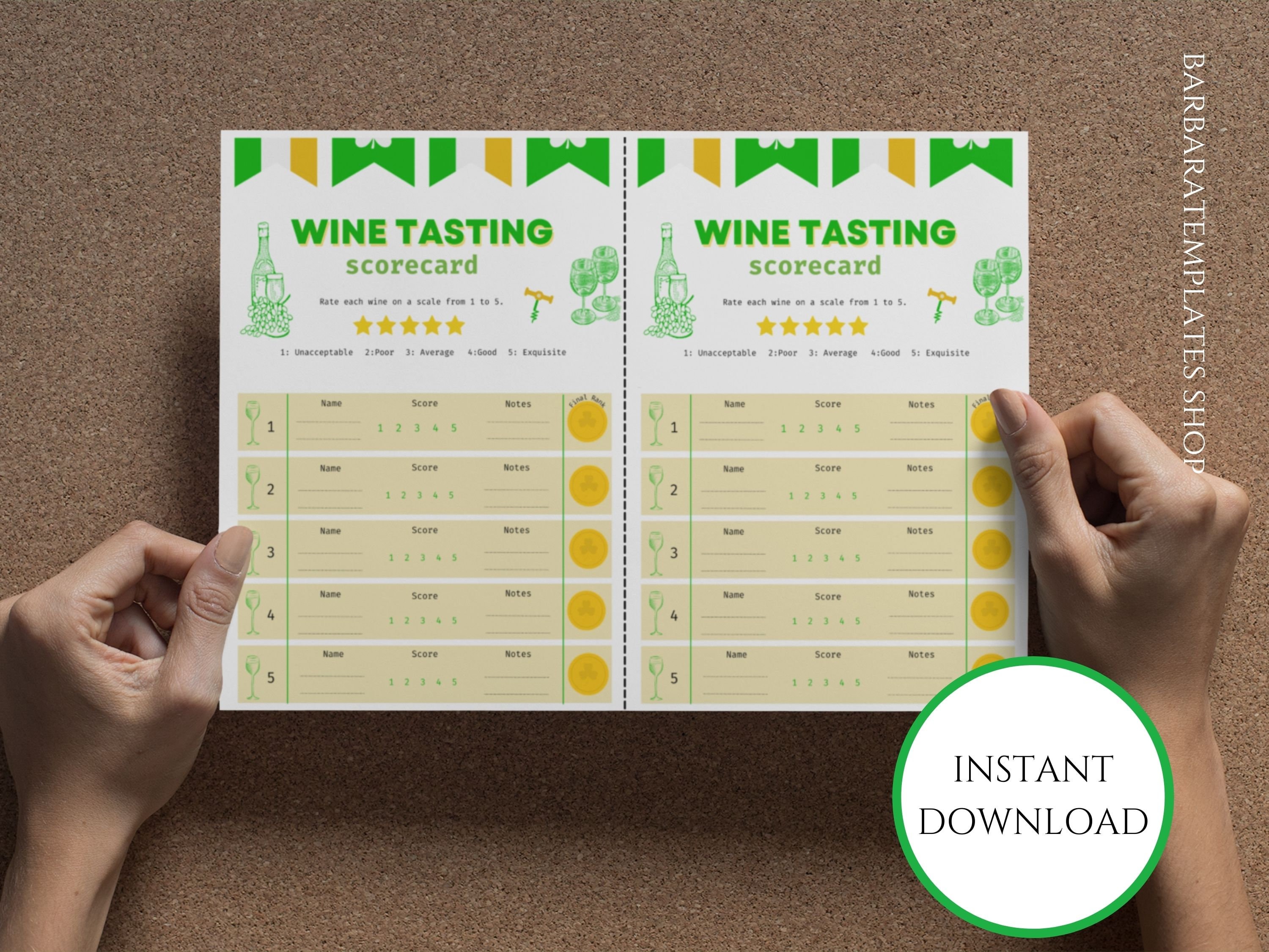 St. Patricks Day Wine Tasting Scorecard, Score Sheet Printable, Instant ...