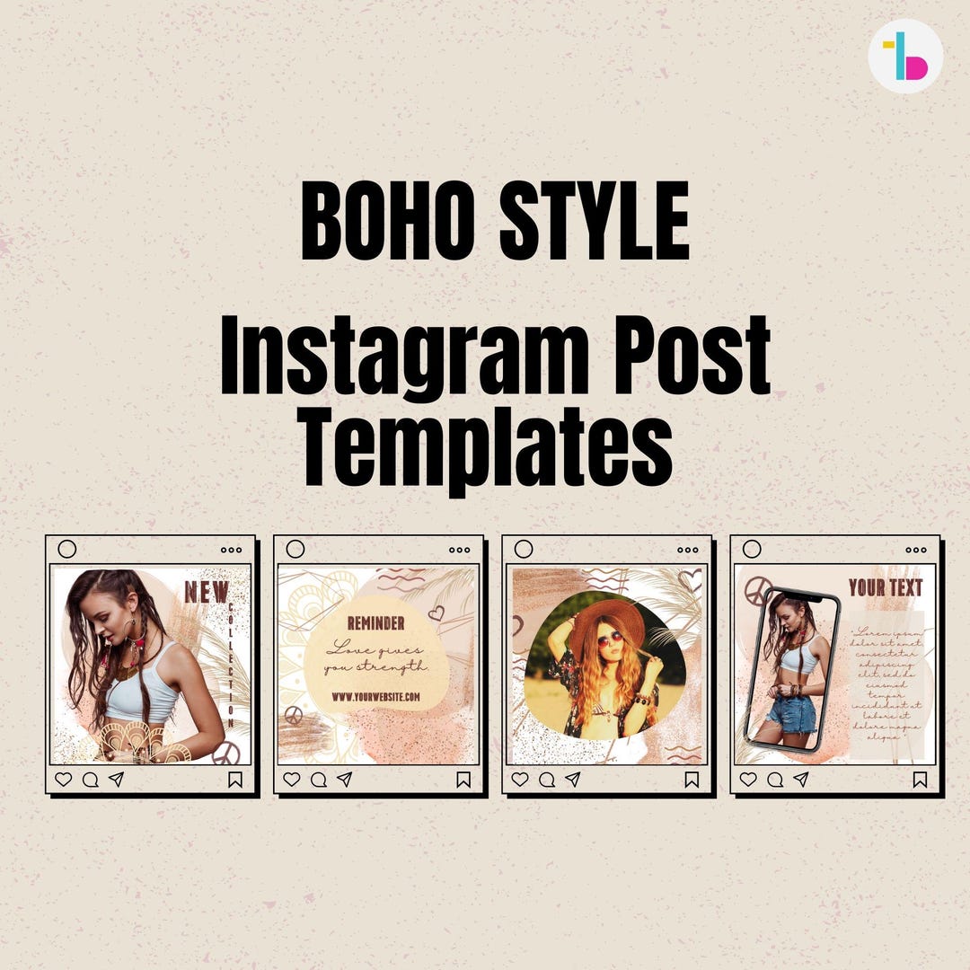 Boho Instagram Template, Boho, Social Media Templates, Canva Templates ...