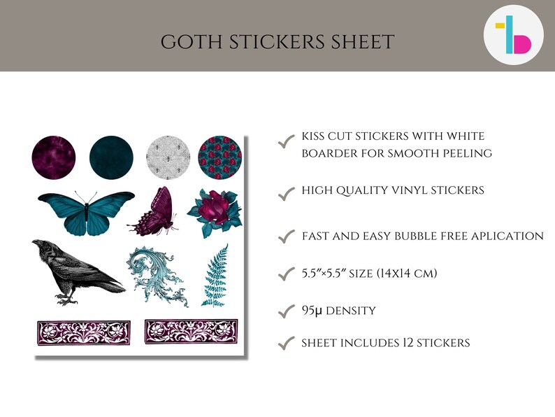 Gothic Stickers Raven Butterfly Gothic Rose Gothic - Etsy