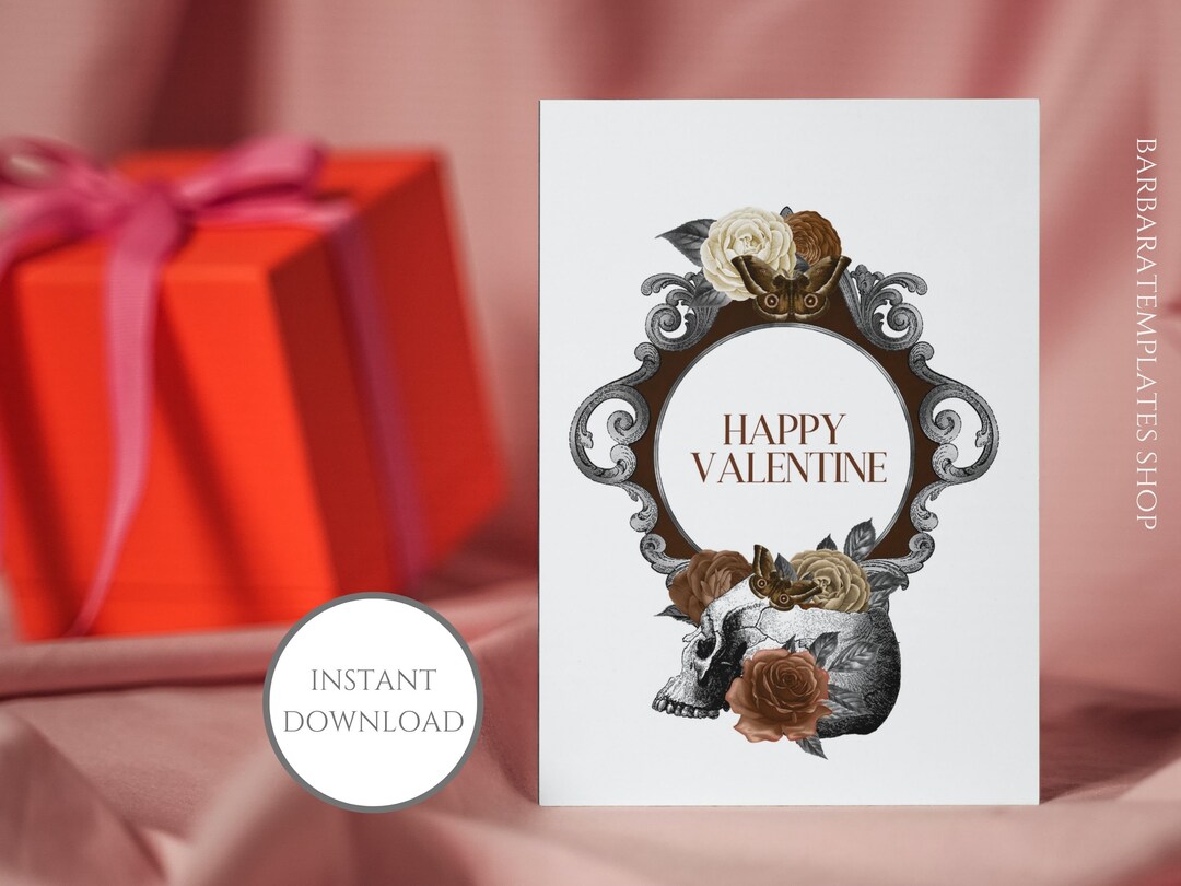 Printable and Editable Happy Valentine Goth Card, Personalized Gothic ...