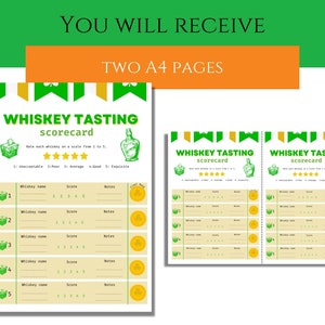 St. Patricks Day Whiskey Tasting Printable Scorecard, Whiskey Score ...