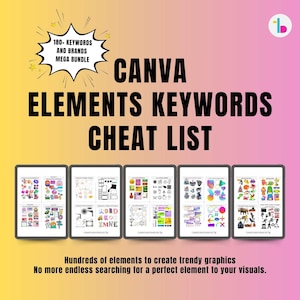 Canva Elements Cheat Sheet, Comprehensive Keyword Guide, Editable Canva Template for Digital ...