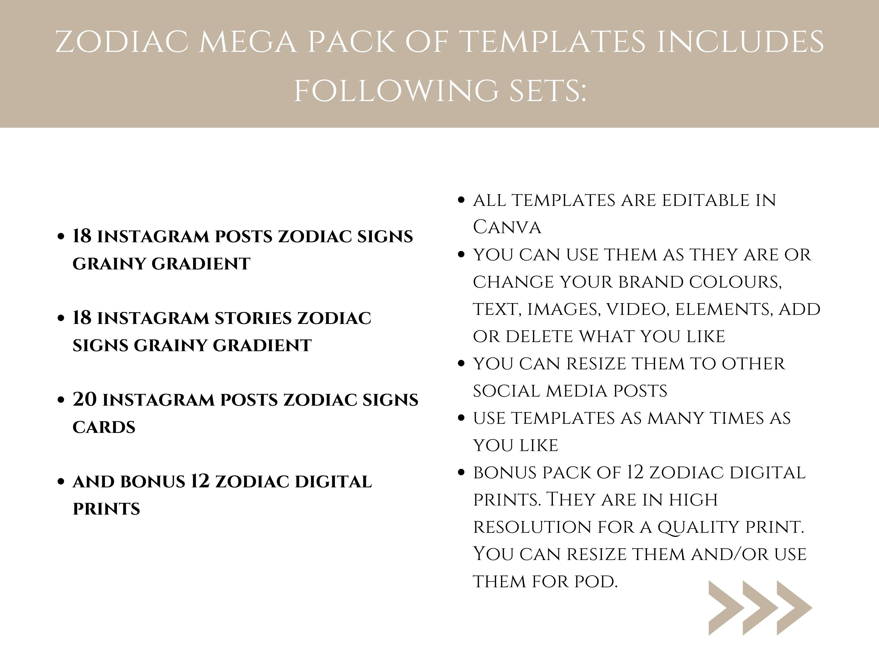 Zodiacs Mega Pack of Templates, Social Media Templates, Printable ...