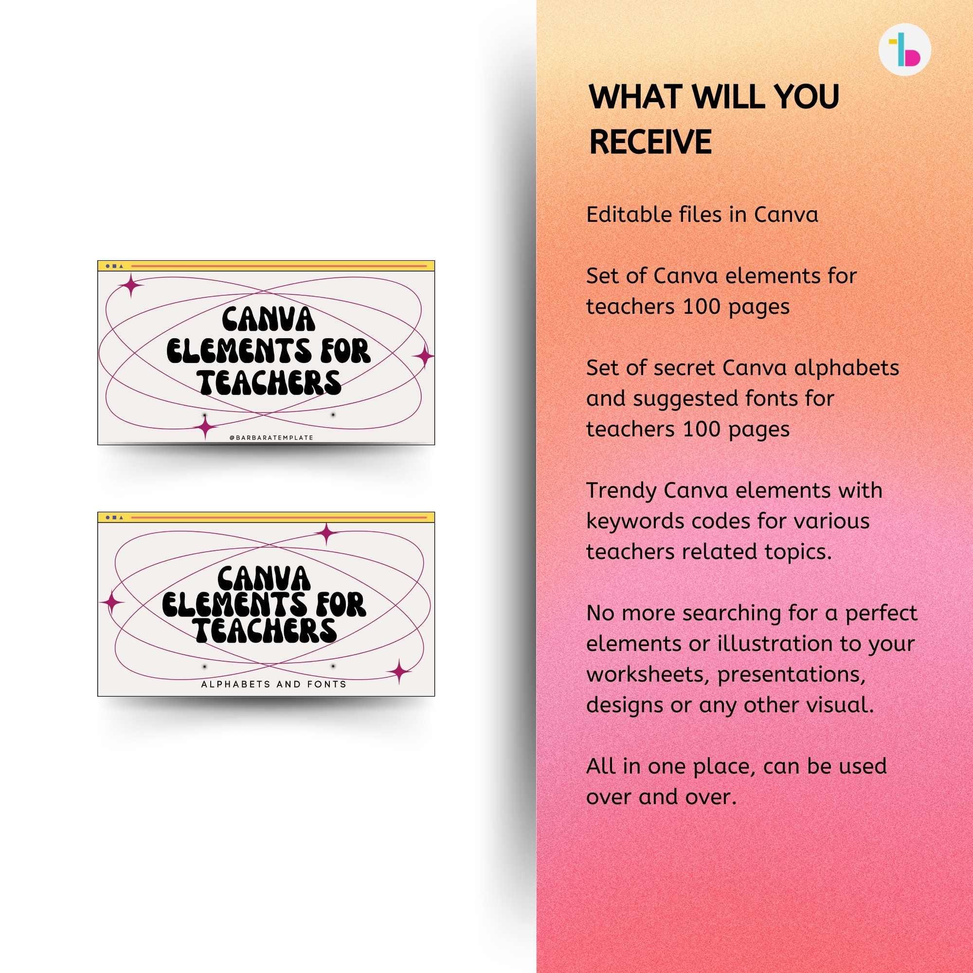 Canva Elements for Teachers Mega Guide, Elements and Fonts Cheat Sheet ...