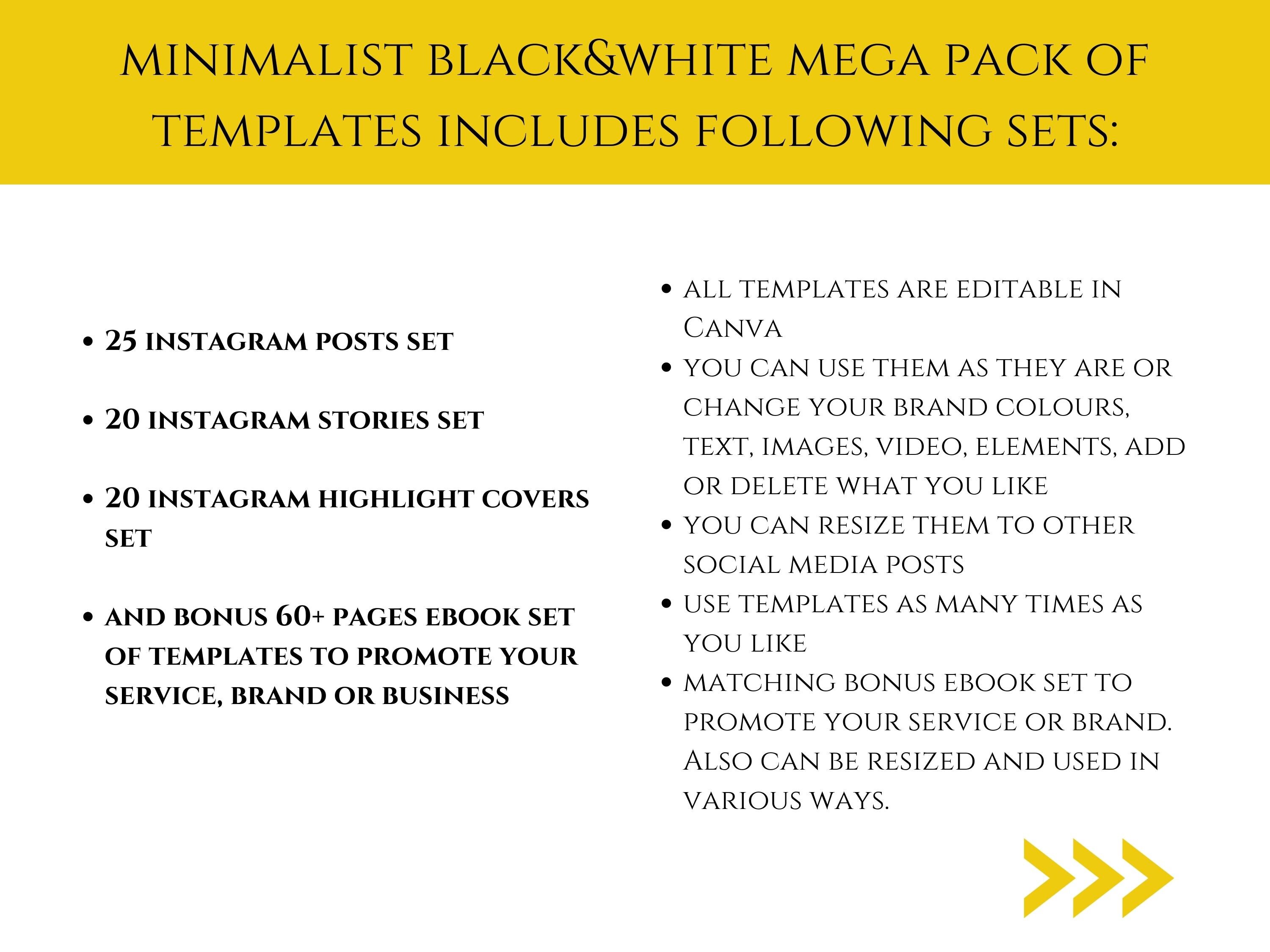 Minimalist Black and White Mega Pack Bundle of Templates - Etsy