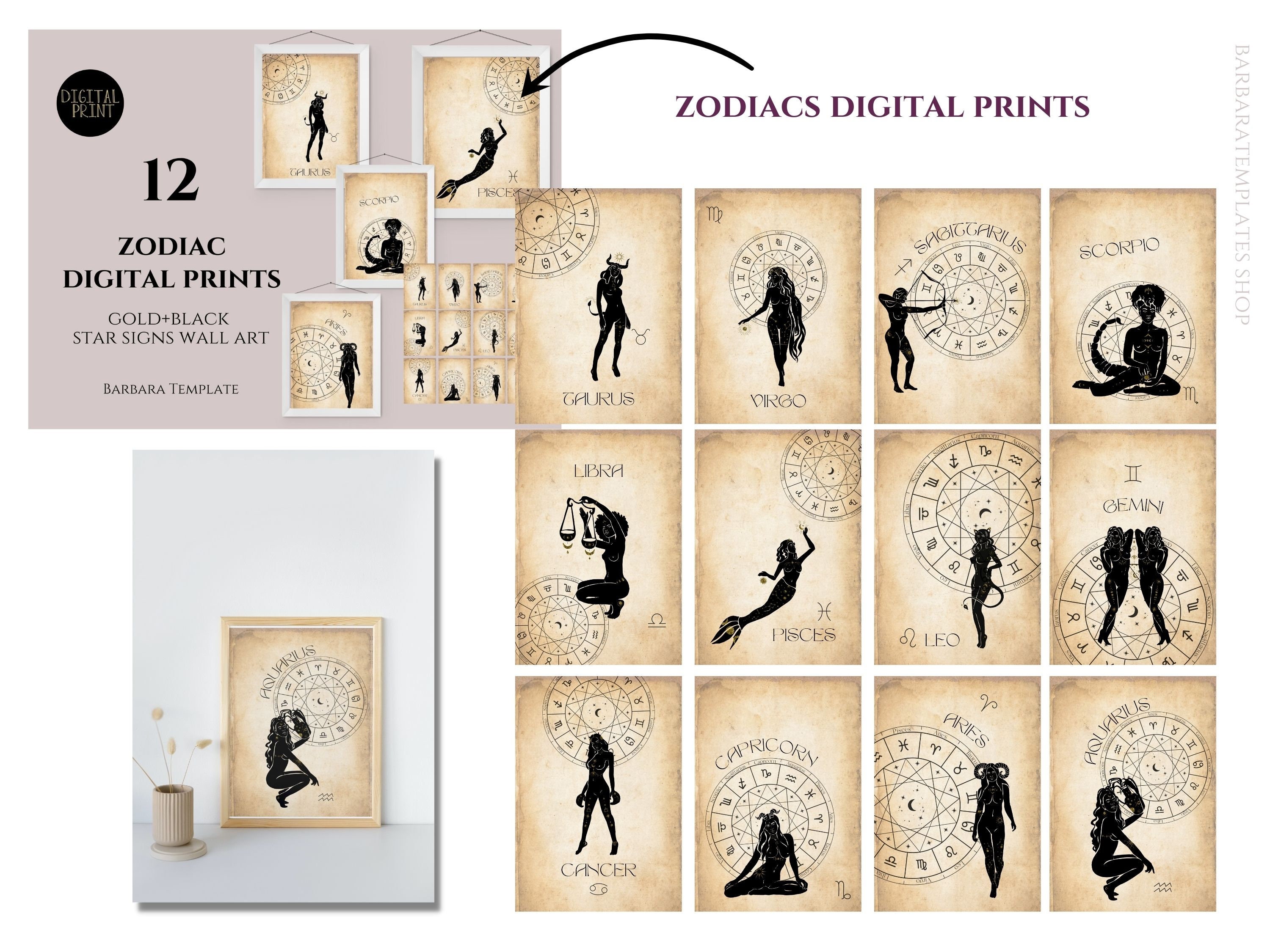 Zodiacs Mega Pack of Templates, Social Media Templates, Printable ...