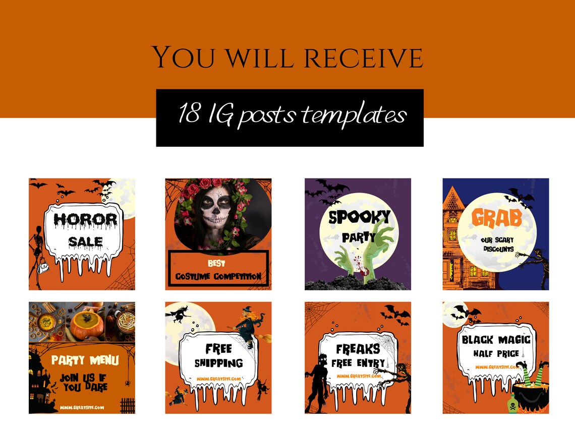Halloween Post Templates Bundle Kit Halloween Social Media - Etsy