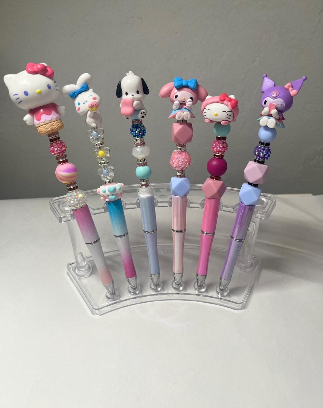 HK and Friends Beaded Pens | 3D Snrio Character Pens | Black Ink Pens ...