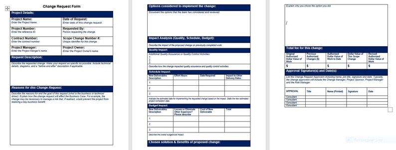 Construction Change Order Templates | Change Request Forms| Change ...