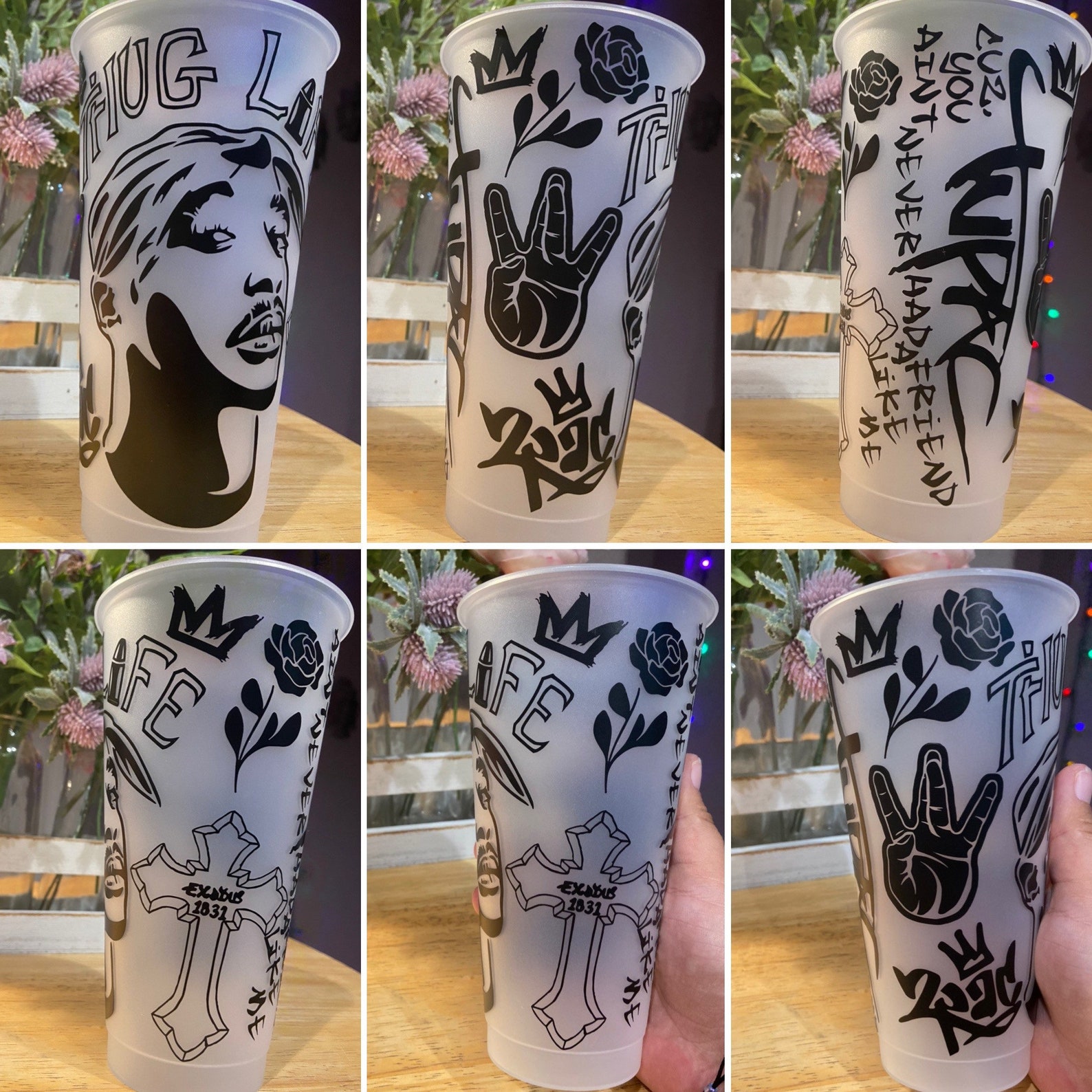 2 Pac// Tupac Themed Custom Reusable 24 Oz Starbucks a Cup / | Etsy