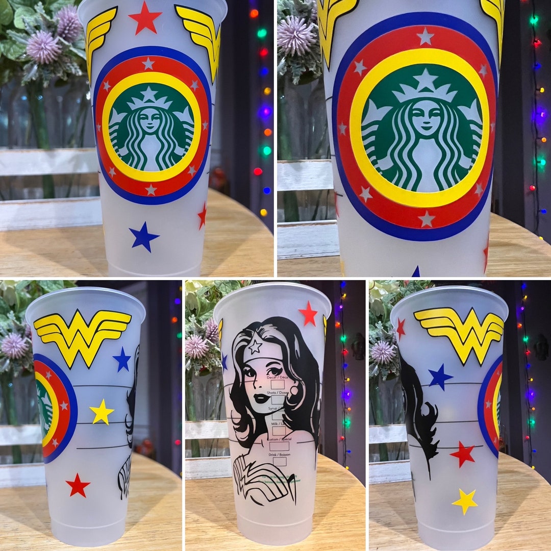 Custom Wonder Women Themed Reusable Starbucks Cup - 24 Oz / Superhero ...
