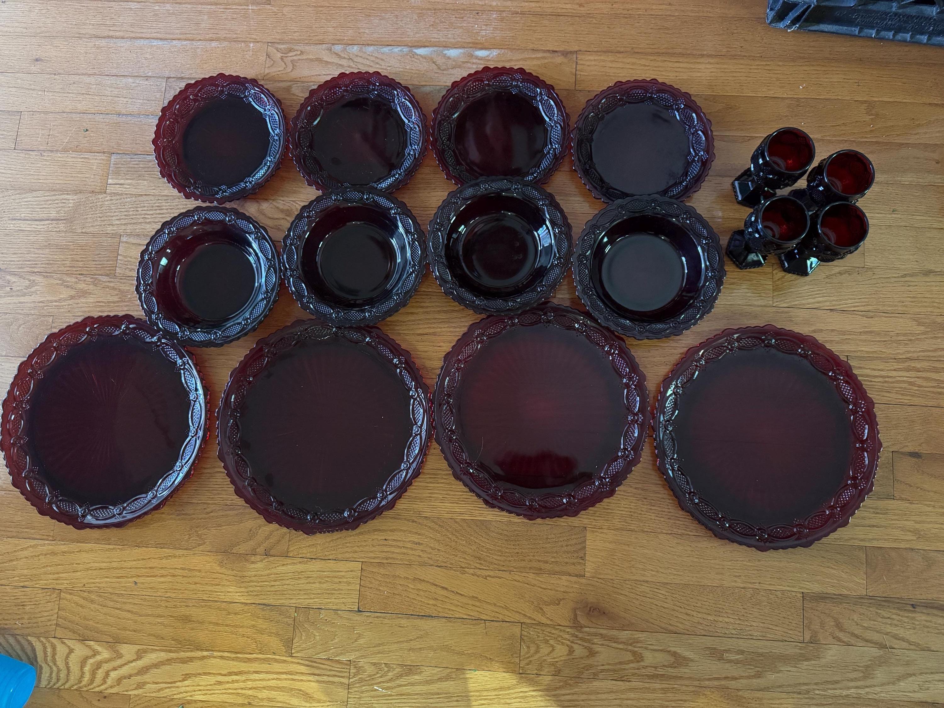 Vintage Avon Cape Cod Ruby Red 1876 Dinnerware China Set 16 Pcs. - Etsy