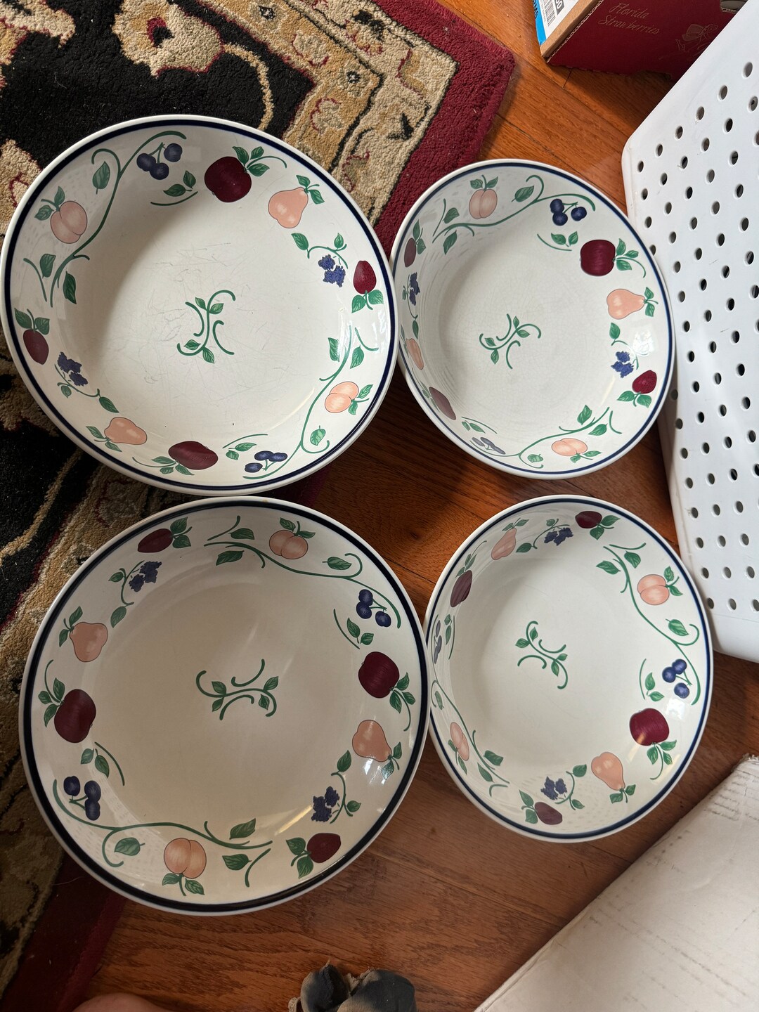Set of 4 Princess House Orchard Medley Ceramic 8 5/8" Bowls Colorful ...