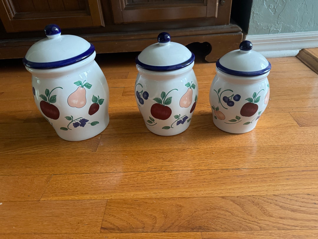 Eet of 3 Vintage Princess House Orchard Medley Canisters - Etsy