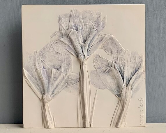 Relief Flower Tile Botanical Plaster Cast Plaster Cast Tile - Etsy