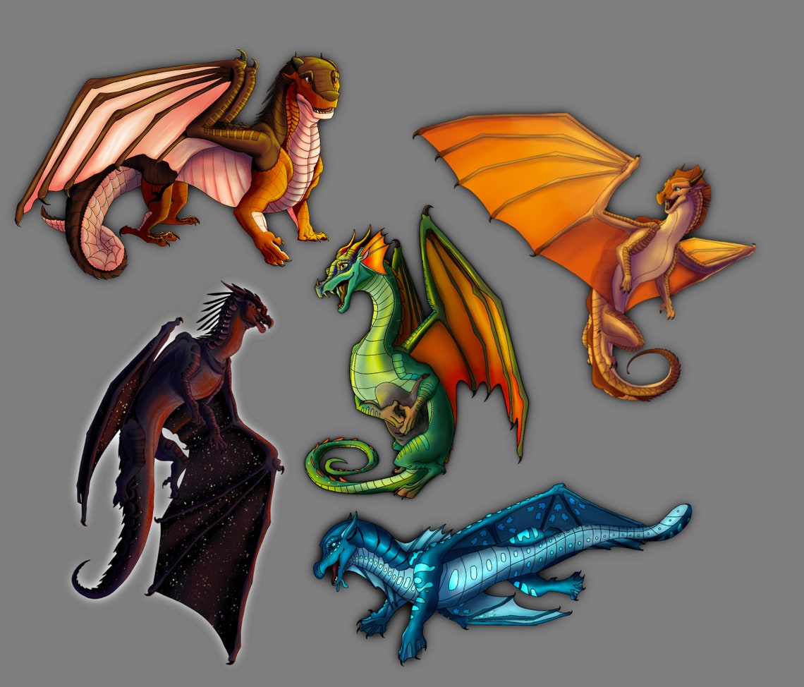 Wings of Fire (wof) Arc 1 Stickers POV Dragons || Clay, Tsunami, Glory ...