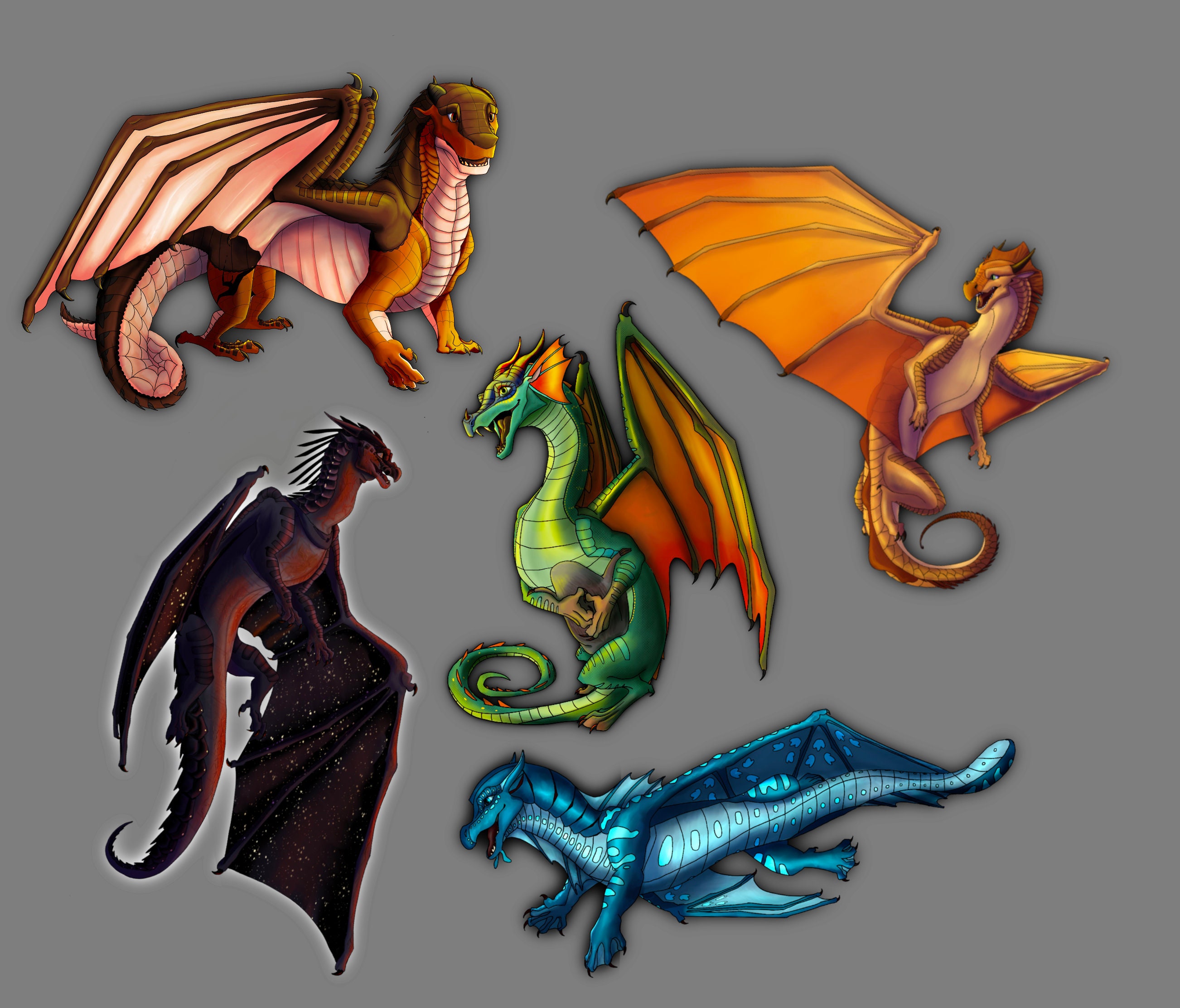 Wings of Fire (wof) Arc 1 Stickers POV Dragons || Clay, Tsunami, Glory ...