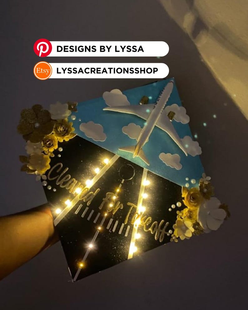 Light-up Graduation Cap Topper – Airplane Theme With Runway Lights - Etsy