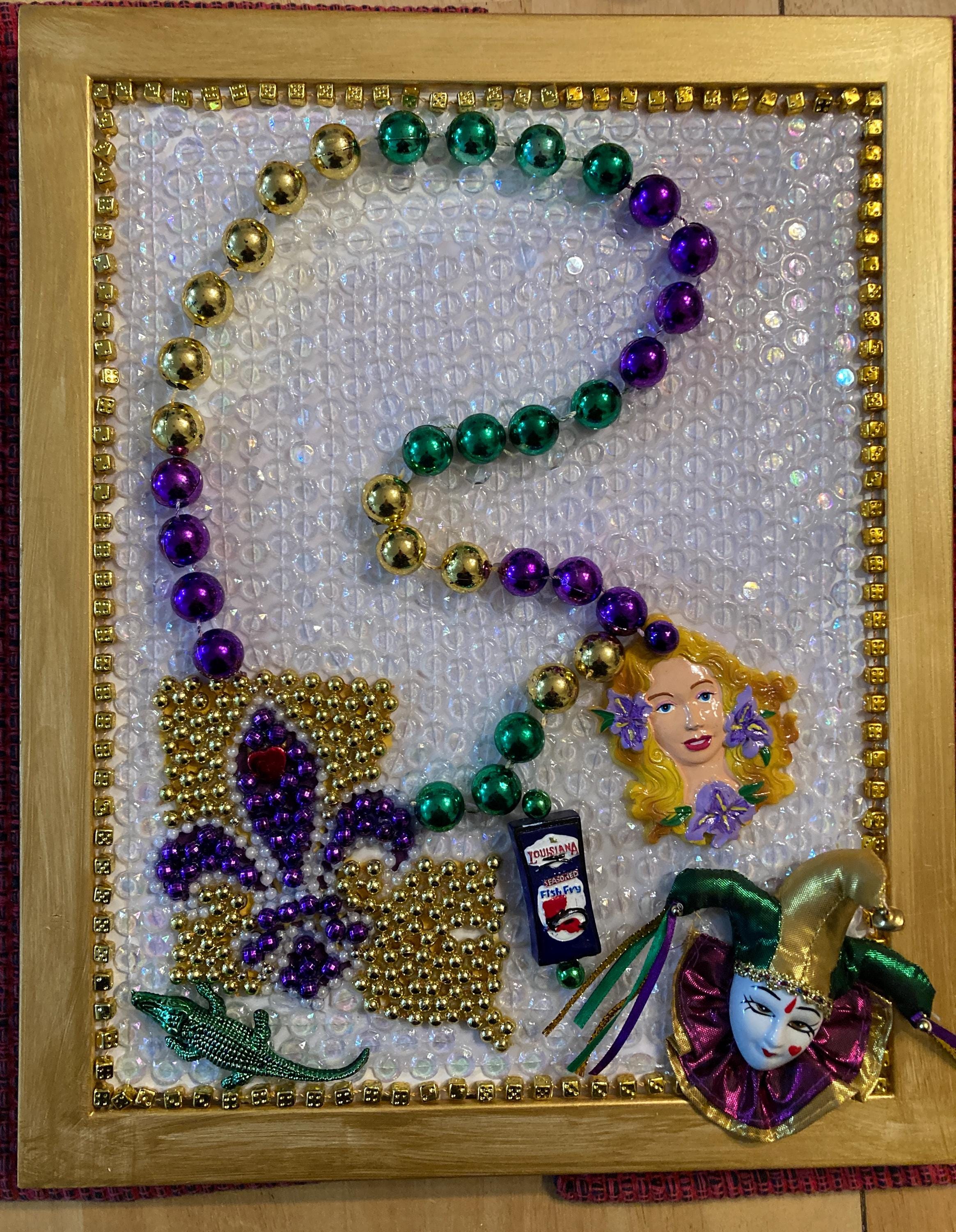Louisiana Mardi Gras Bead Art - Etsy