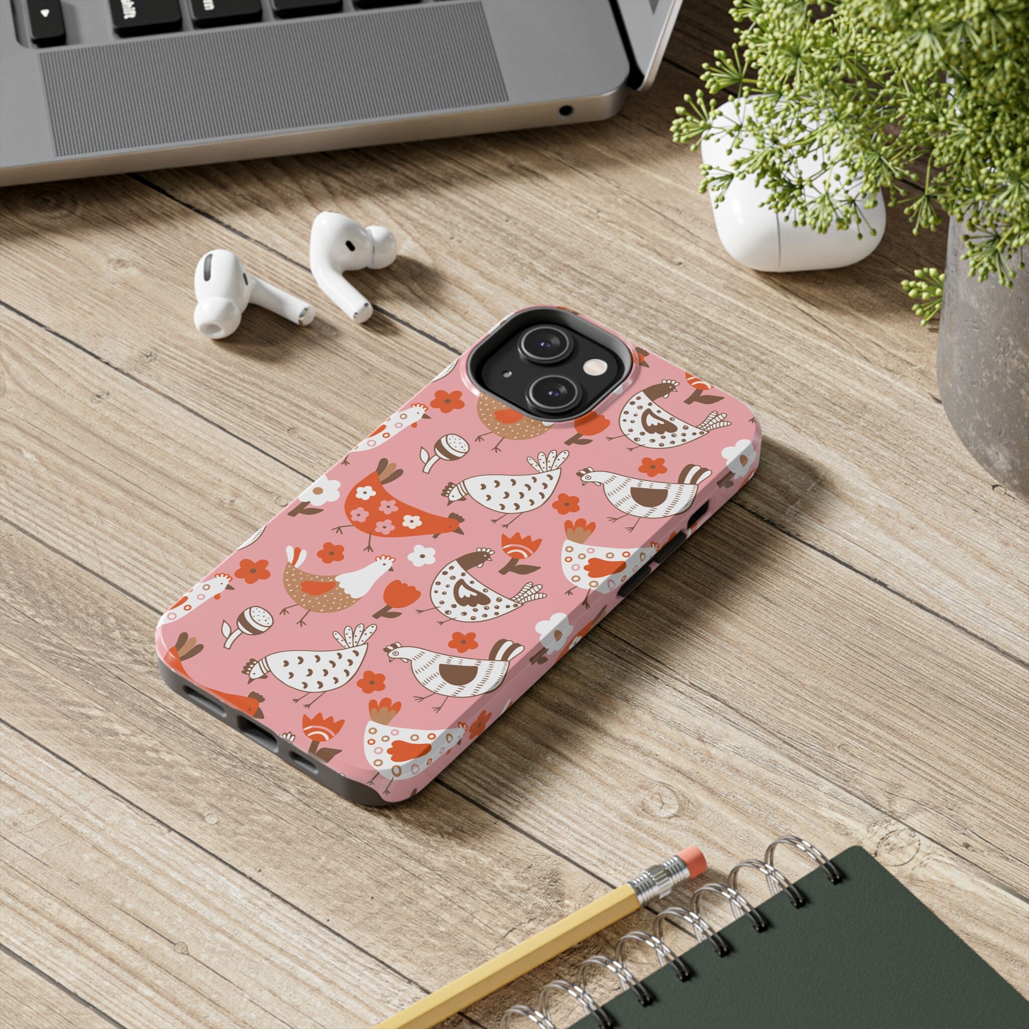 Cute Chickens Pink iPhone Case, Farm Animal Phone Case, Bird Lover Gift ...