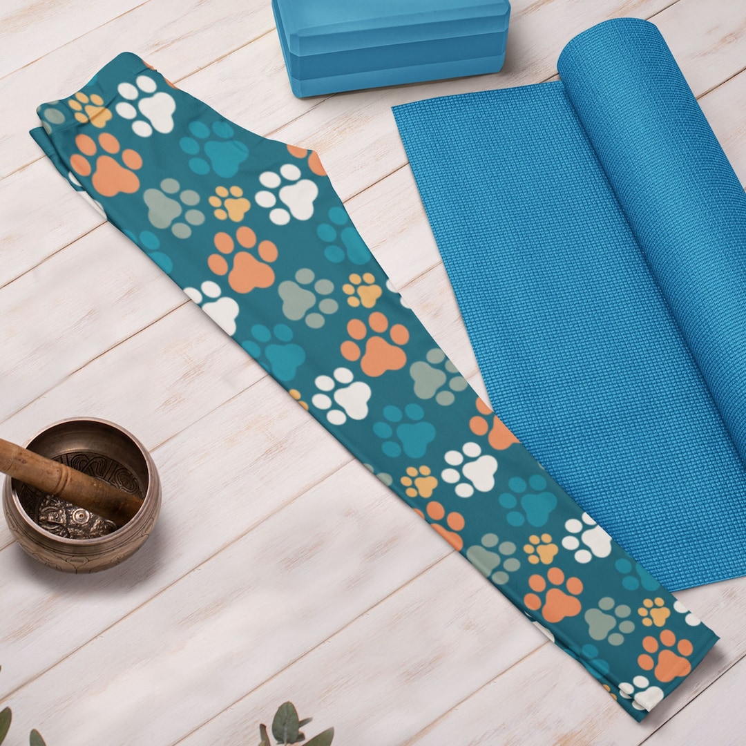 Cute Dog Paw Print Leggings, Dog Mom Gift, Yoga Pants for Dog Mama, Fun ...