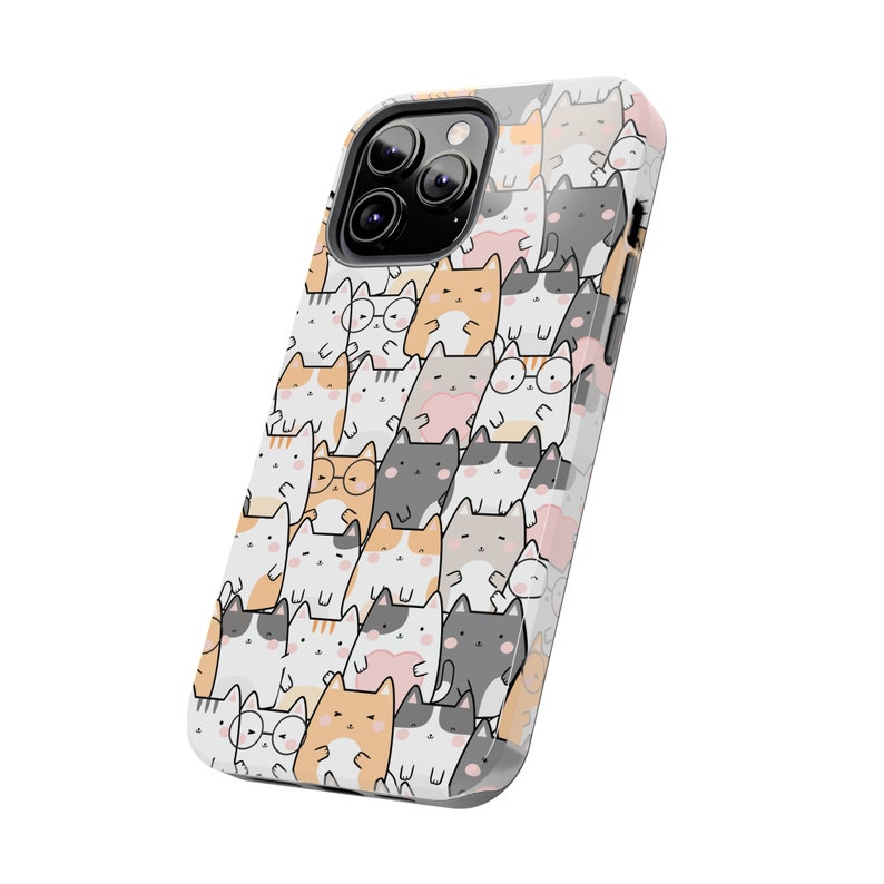 Cute Cats Tough iPhone Case, Kawaii Cats Phone Case, Cat Mom Accessory ...