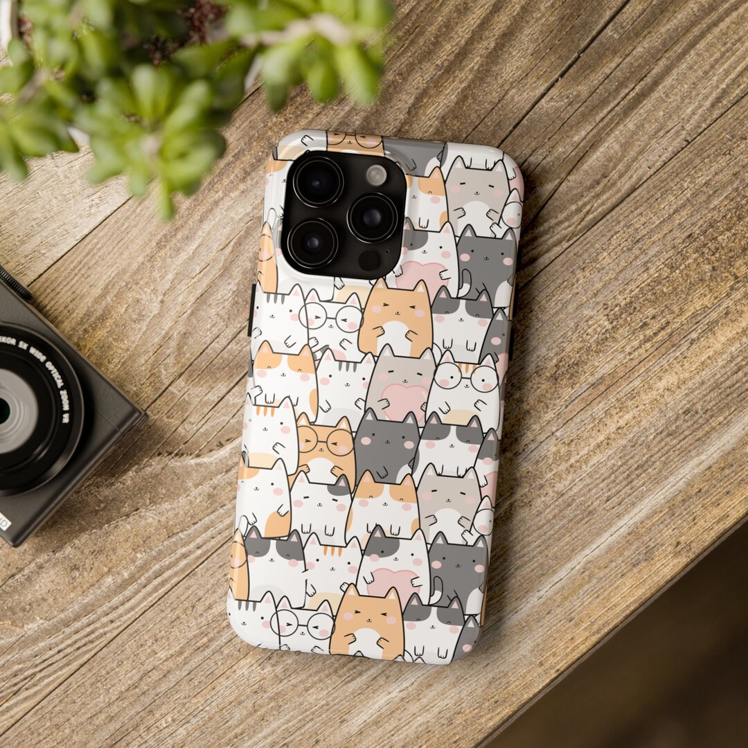 Cute Cats Tough iPhone Case, Kawaii Cats Phone Case, Funny Cat Mom ...