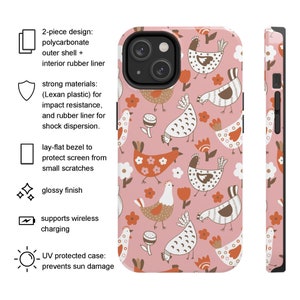 Cute Chickens Pink iPhone Case, Farm Animal Phone Case, Bird Lover Gift ...