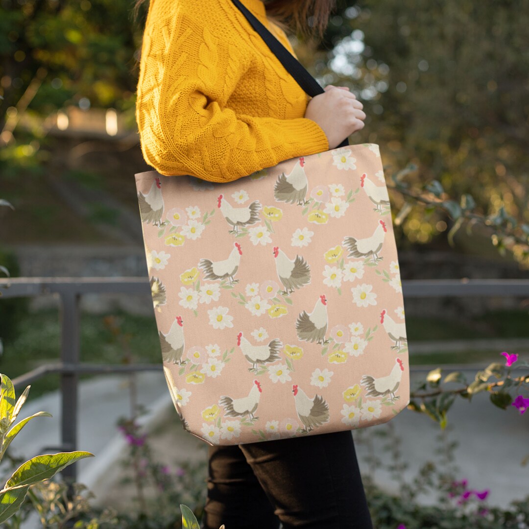 Cute Chickens Tote Bag, Farm Life Accessory, Gift for Chicken Lover ...