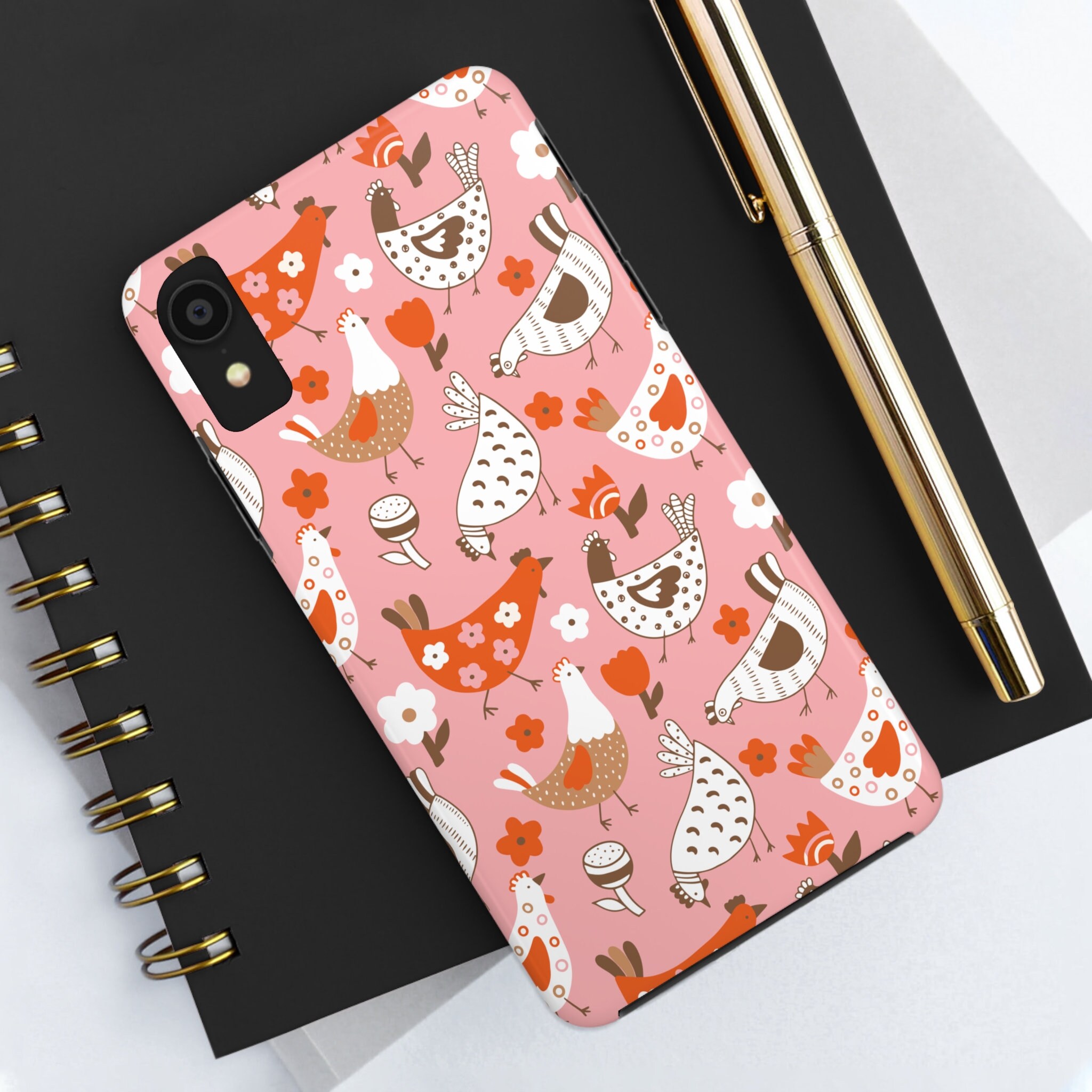Cute Chickens Pink iPhone Case, Farm Animal Phone Case, Bird Lover Gift ...