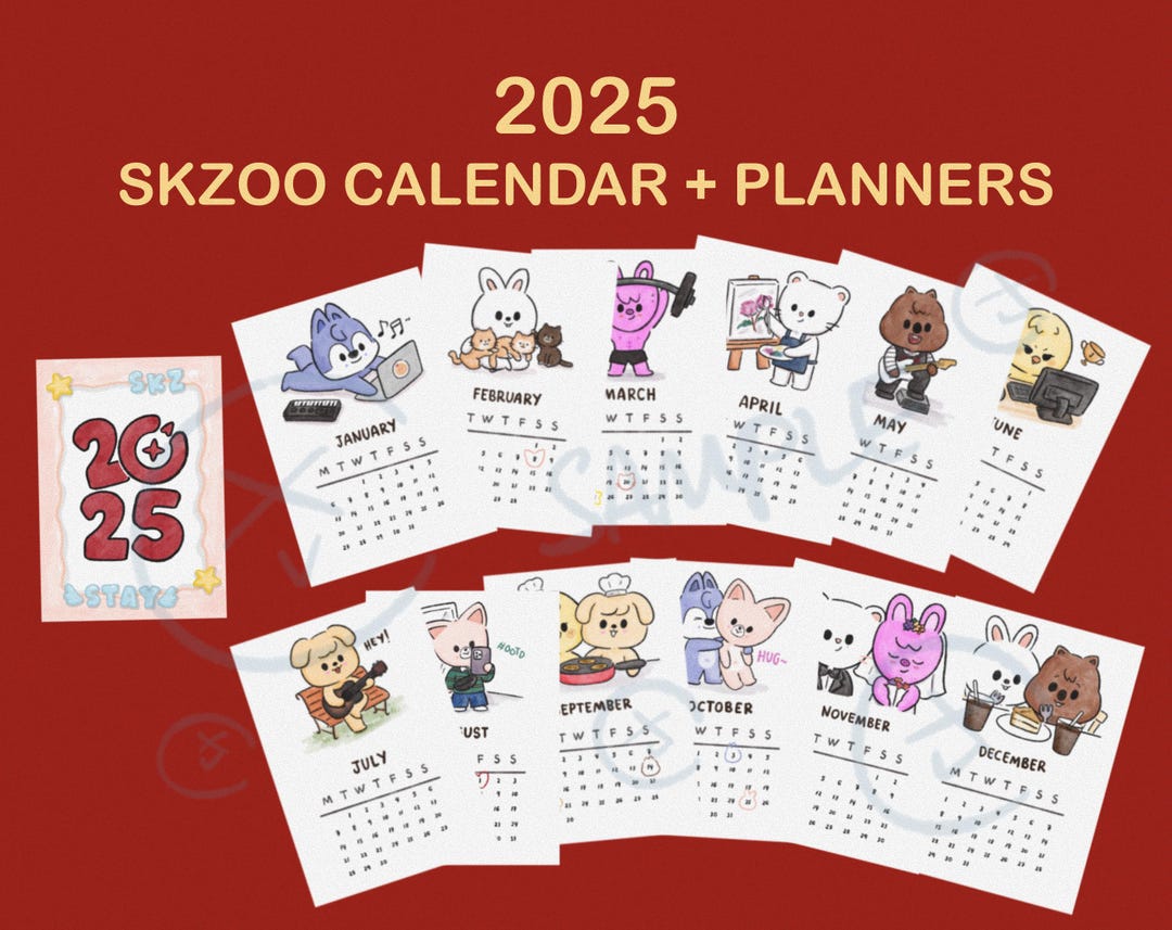 Printable Stray Kids SKZOO 2025 Digital Calendar + Planner - Etsy UK