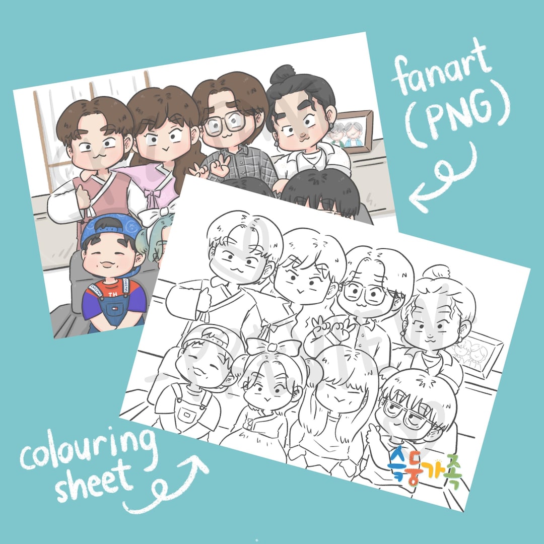 Stray Kids SKZ FAMILY Printable Colouring Sheet & Fanart - Etsy