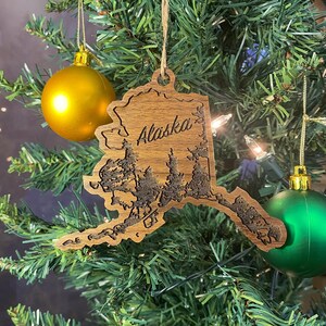 Engraved Alaska State Ornament | Wooden Christmas Tree, AK Trees - Etsy