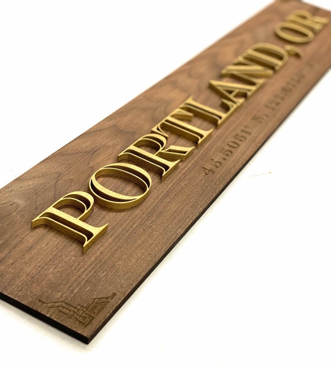 Portland Oregon Sign With Latitude/longitude on Walnut - Etsy