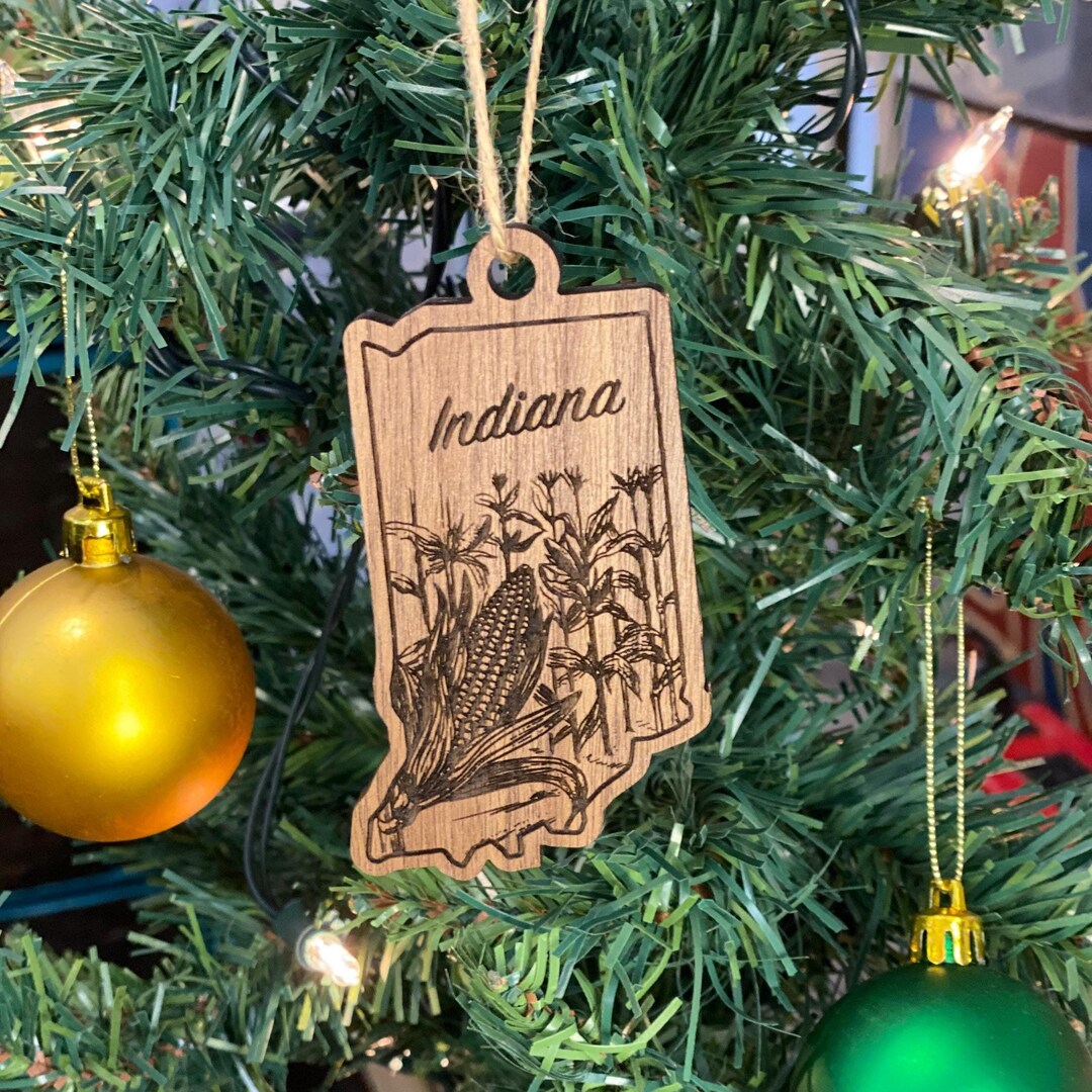 Indiana Ornament State Shape | IN Corn Ornament | Indiana State Outline ...