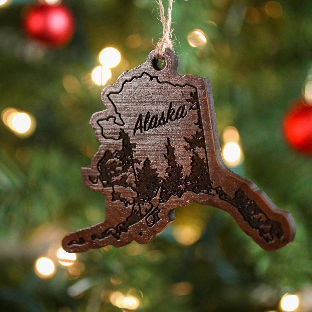 Engraved Alaska State Ornament | Wooden Christmas Tree, AK Trees - Etsy