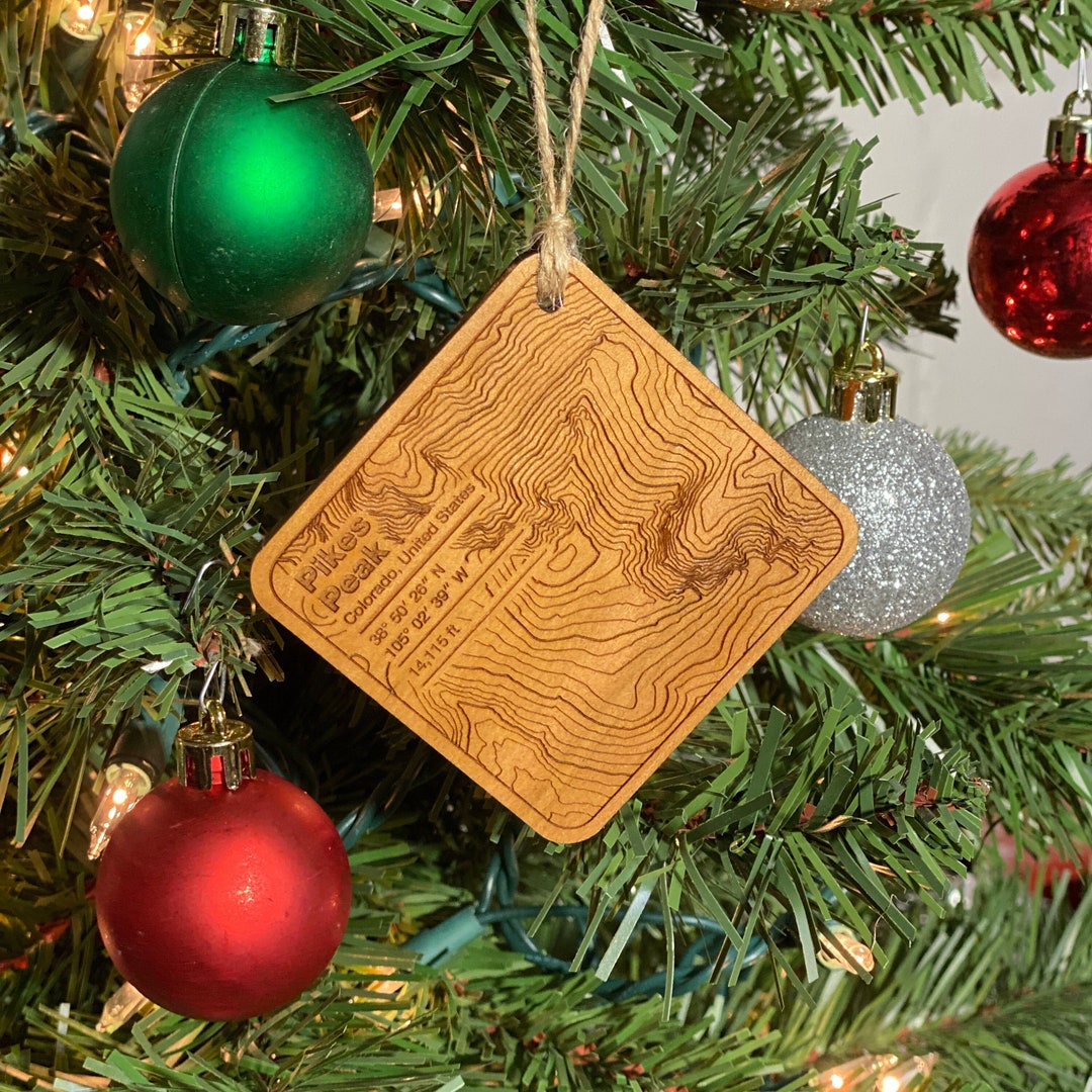 Pikes Peak Topographic Wood Ornament | Colorado Souvenir - Etsy
