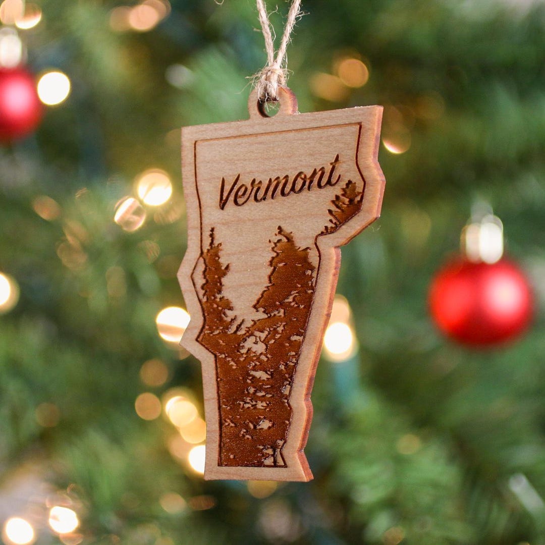 Vermont Ornament State Shape | VT Trees Ornament | Vermont Outline Gift ...