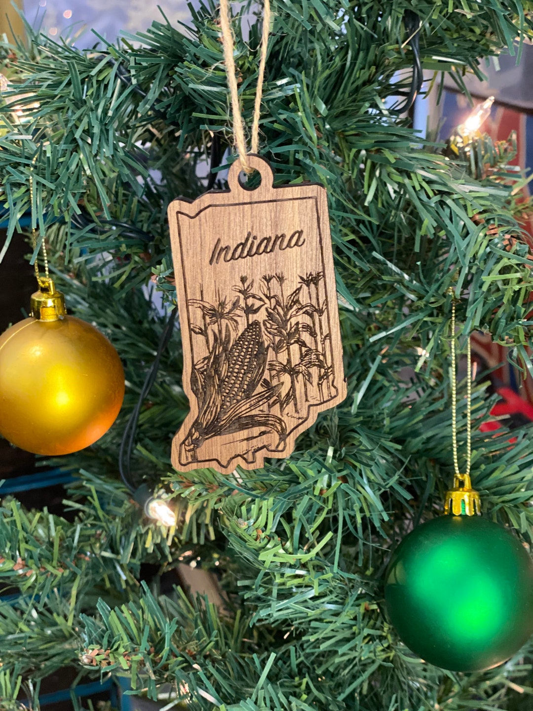 Indiana Ornament State Shape IN Corn Ornament Indiana State Outline ...