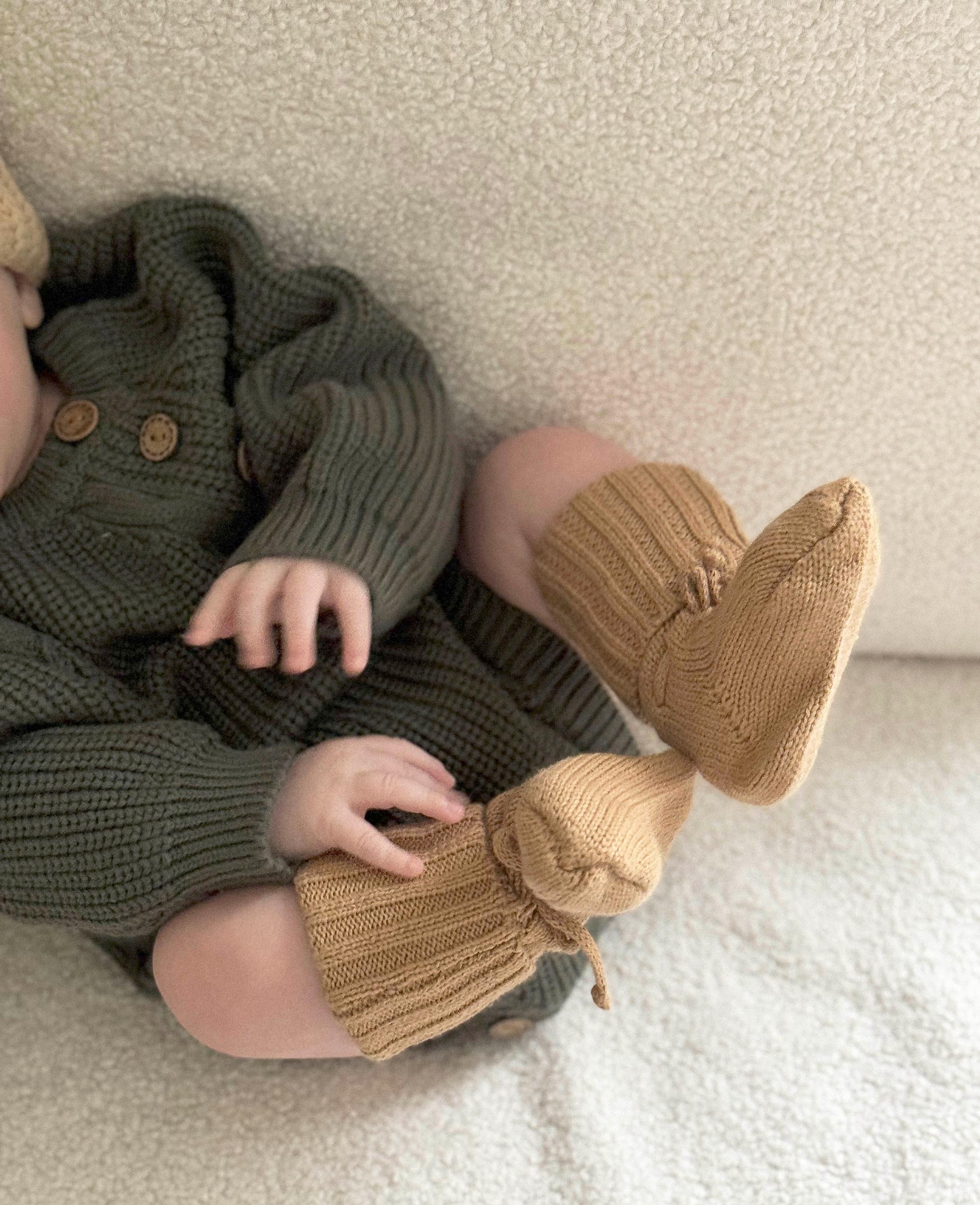 Baby Newborn Chunky Knit Set Options | Romper Booties Hat |forest Green ...