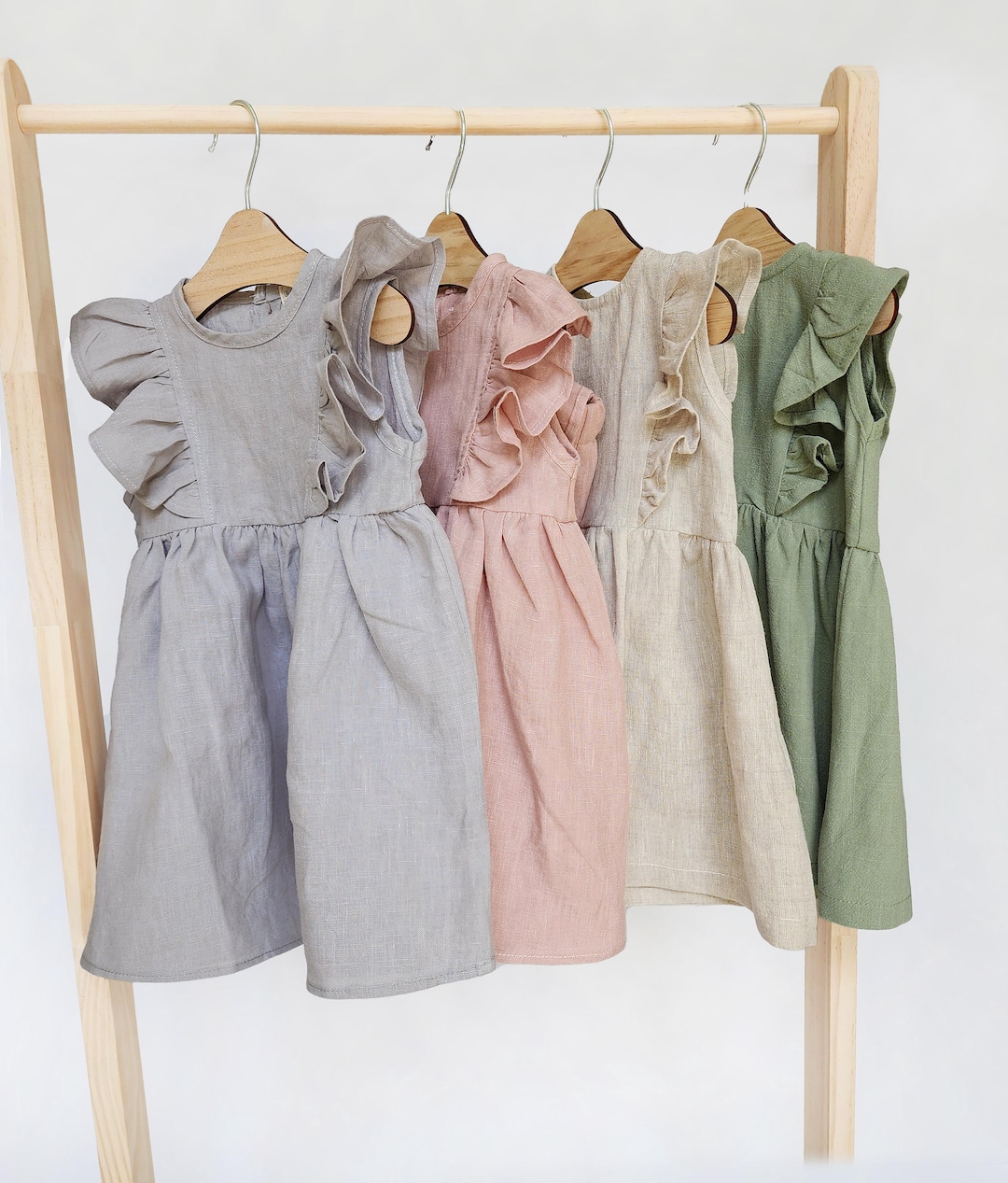 Baby Girl LINEN Sleeveless Ruffle Bubble Dress With BLOOMER | Gabriella ...