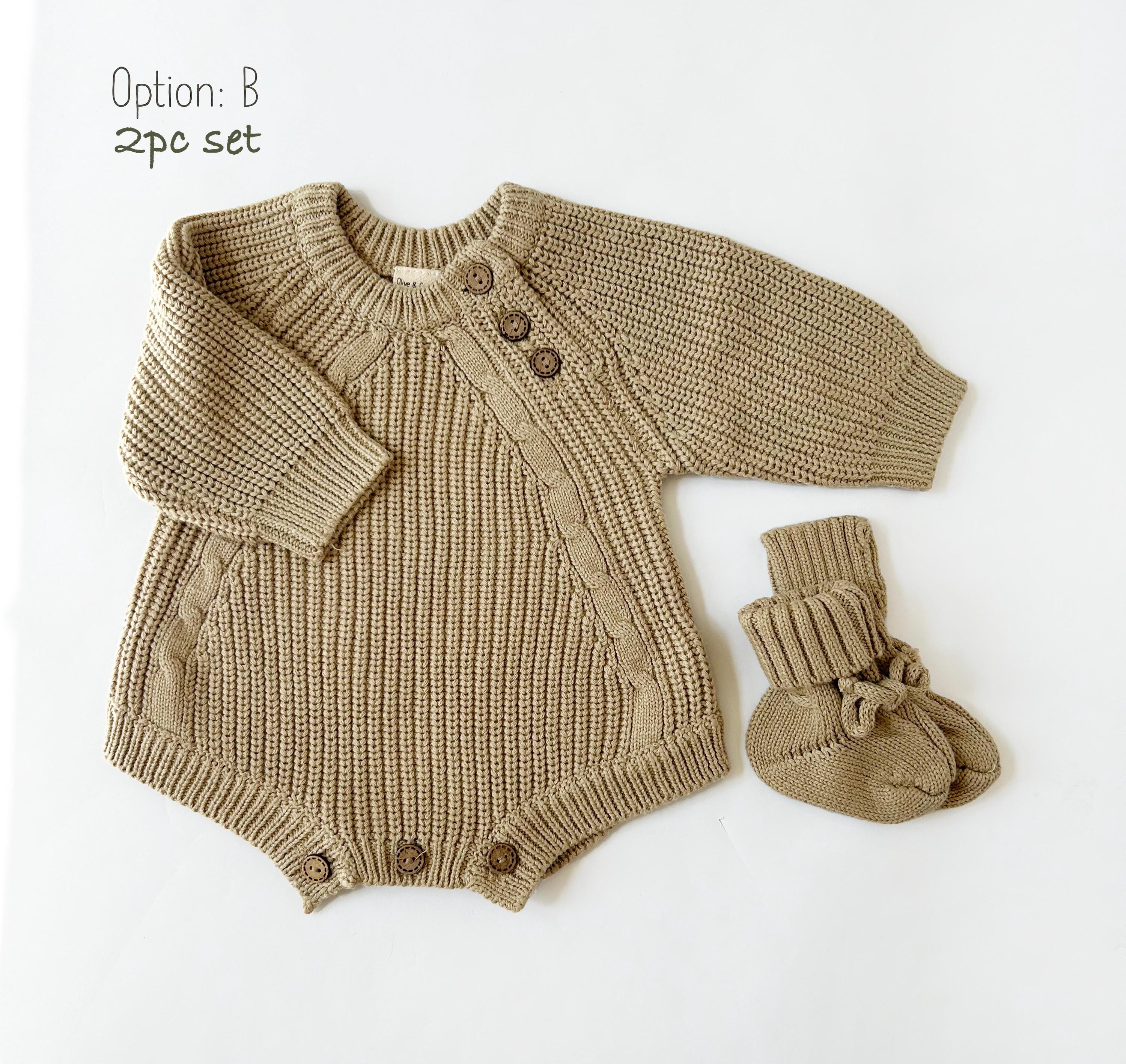 Baby Newborn Chunky Knit Set Options | Romper Booties Hat | OREGANO ...