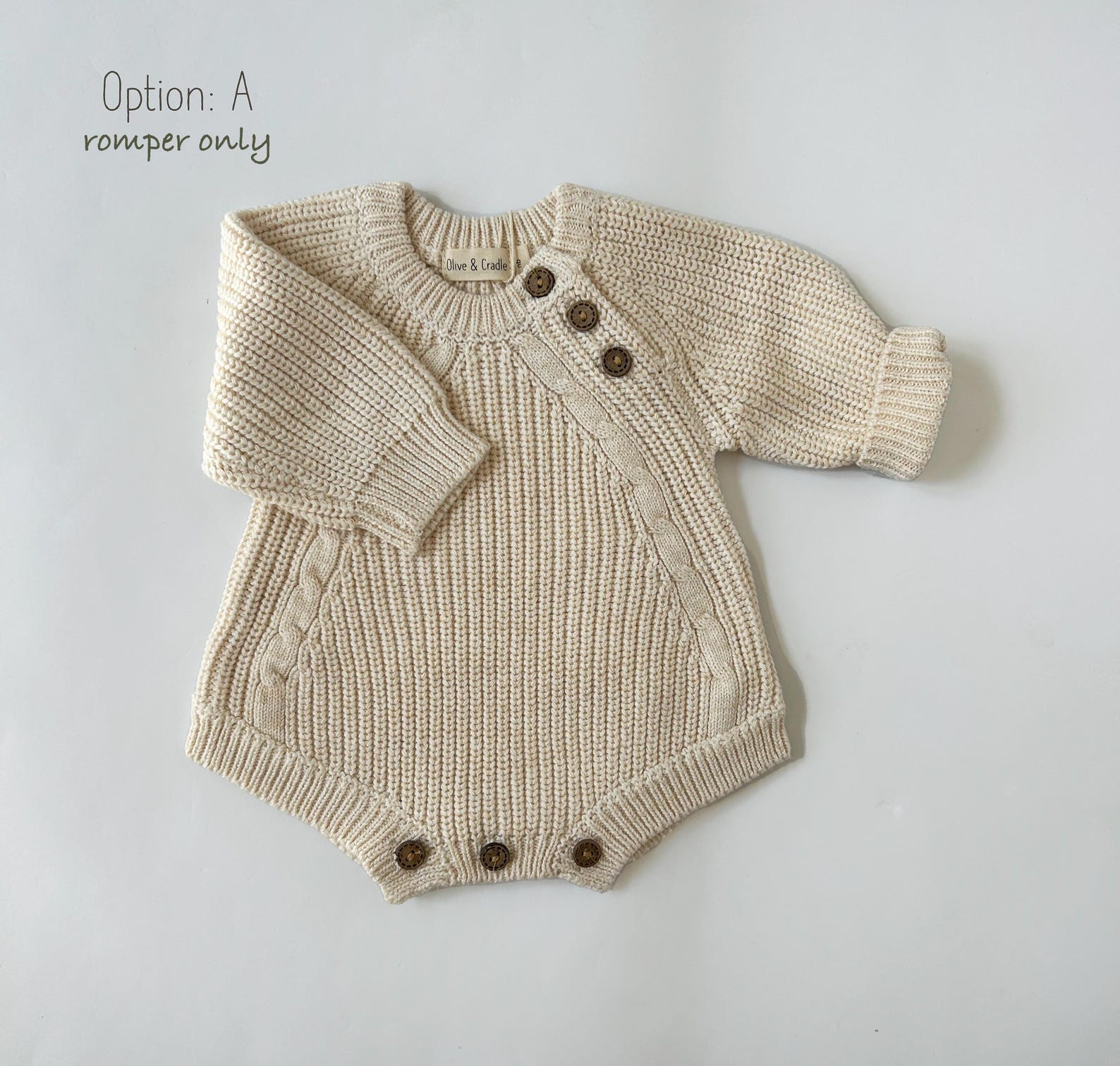 Baby Newborn Chunky Knit Set Options | Romper Booties Hat | Light Rice ...