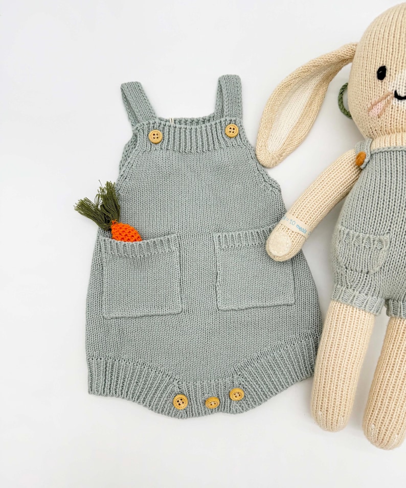 Baby Knit Romper Classic Spring Easter | Dusty Blue Henry ROMPER - Etsy