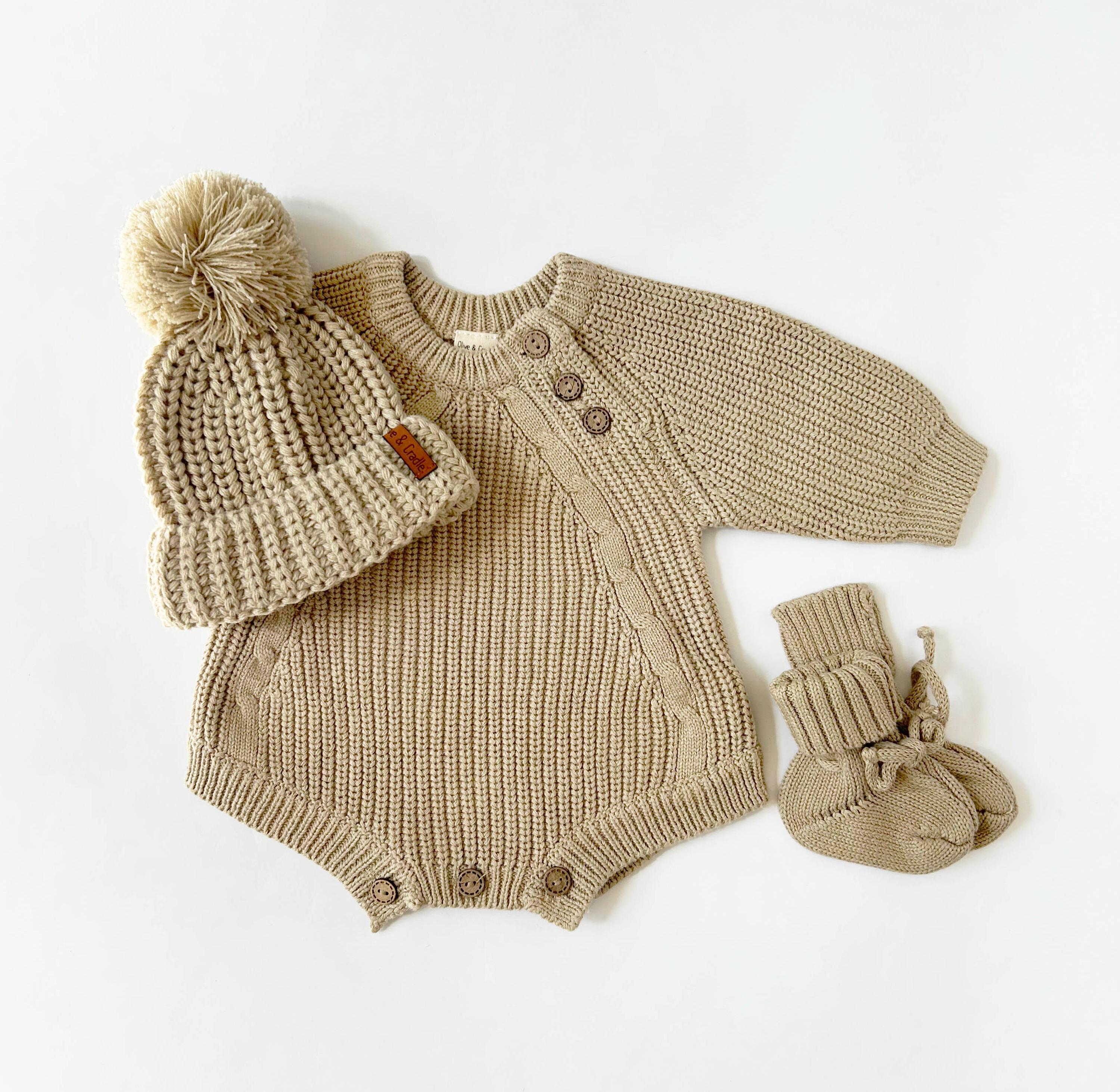 Baby Newborn Chunky Knit Set Options | Romper Booties Hat | OREGANO ...