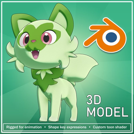 Grass Cat 3D Model Rigged for Animation | Etsy