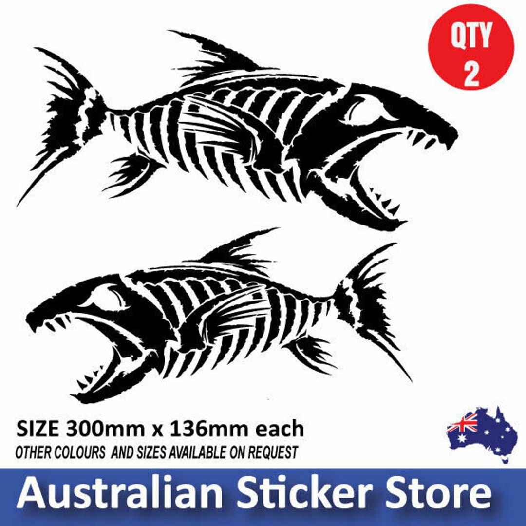 Angry Skeleton Fish Boat Decal Set Set 300mm X 156mm - Etsy